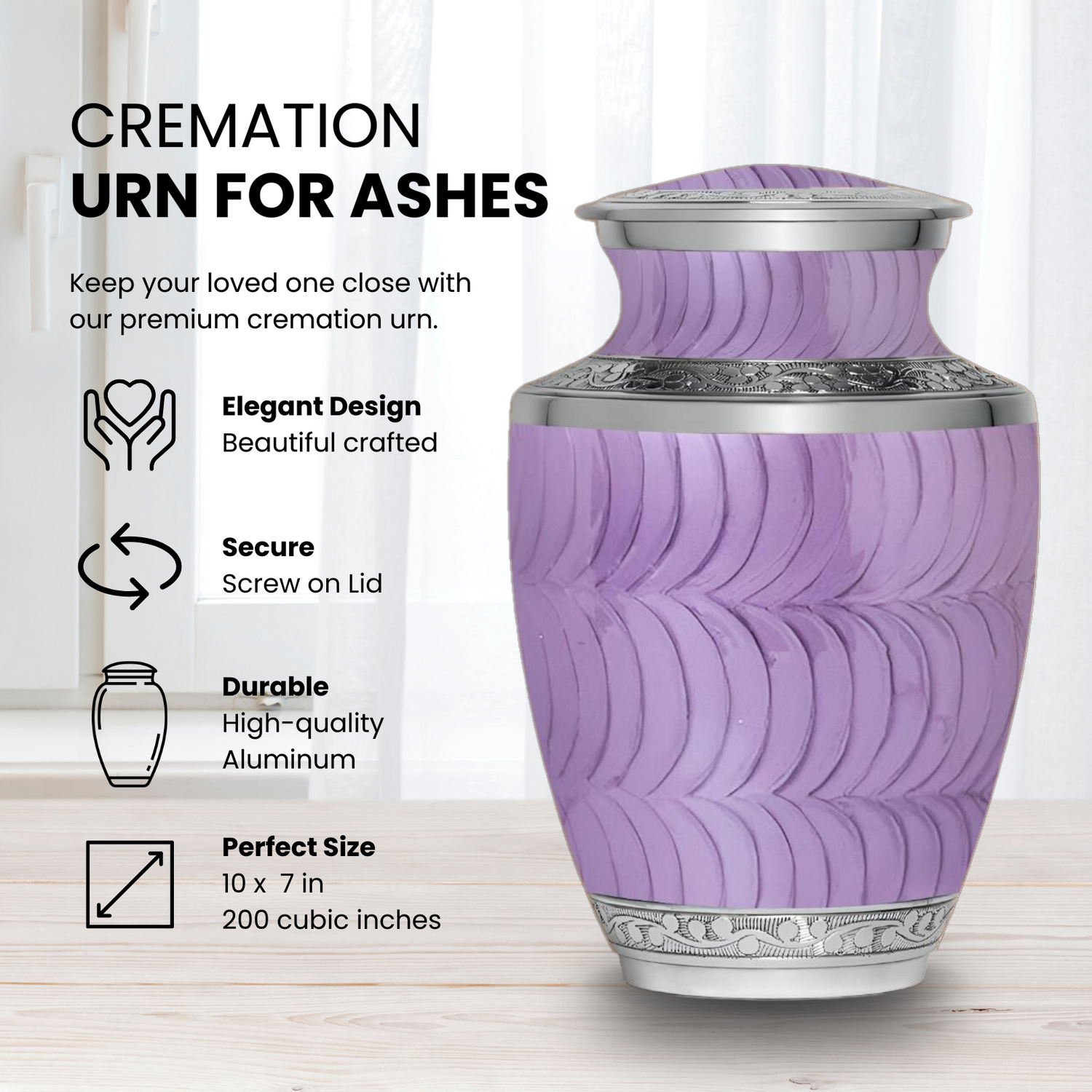 Purple (lavender) - Adult Cremation Urn For Ashes